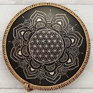 GUDA DRUM Freezbee Flower of Life with Rope Decoration and Perfect Travel Bag