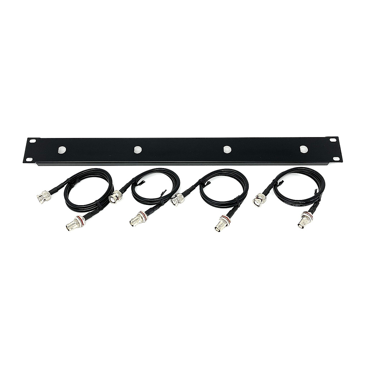 Generic 19inch Antenna Re-location Rack Mount Kit 1U Front Panel 4 Hole Ports w/ 4 Cables