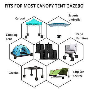 Misscat Weight Bags Sandbag for Pop up Canopy Tent, Patio Umbrella, Instant Outdoor Sun Shelter Canopy Legs, Heavy Duty Stability Weighted Feed Bag-4 Pcs/Pack Black