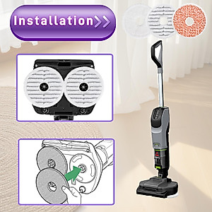 37643 Replacement Mop Pads Compatible with Bissell SpinWave + Vac All-in-One Powered Spin 3764 and 37643,Washable and Reusable 8-Pack