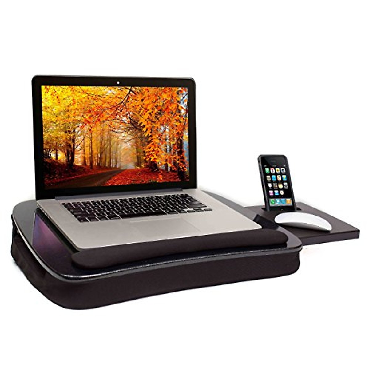 Sofia + Sam Multi Tasking Lap Desk with Memory Foam Cushion | Wrist Rest Cushion | Fits Laptops Up to 15" | Tablets Up to 9.6" | Smart Phones Up to 3.5" | Black Top | Computer Lap Tray