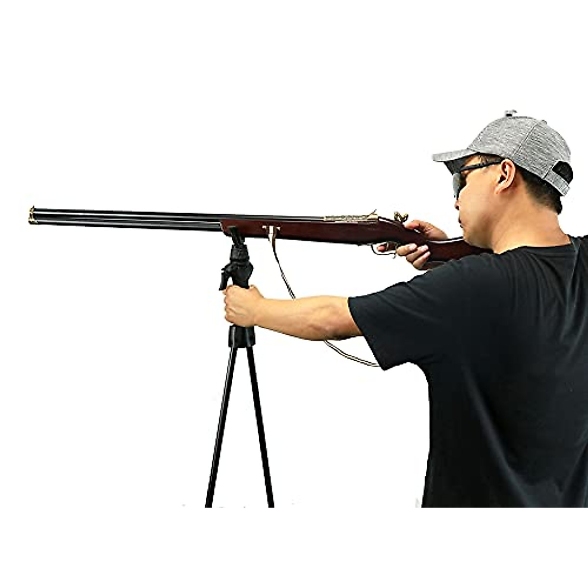 HUNTPAL 360° Rotatable V Yoke Gun Holder Rifle Rest for Shooting Stick Tripod Stand, Nylon Heavy Duty Mount Attachment with 2 Pcs 3/8" to 1/4" Screws for Shotgun Crossbow Hunting Tripod Bipod Monopod