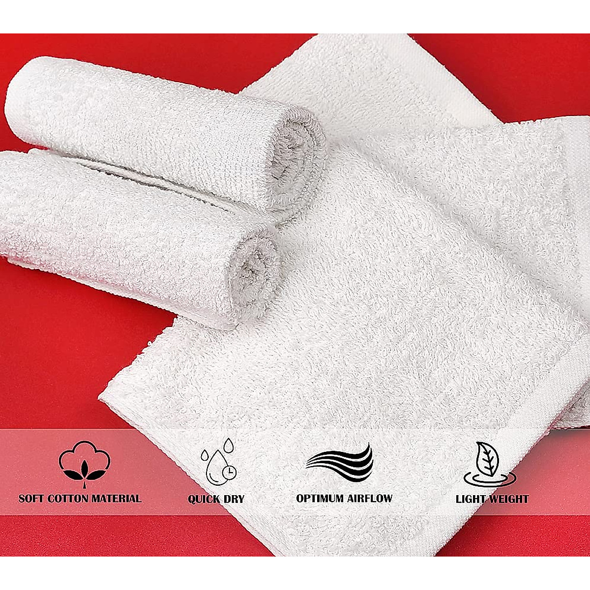 Marlin Linens Cotton Washcloth Set of 60 for Bathroom - 12x12 Inches Soft, Absorbent, and Durable Ideal for Bath, Face, and Hands, Gentle on Skin for Home, Gym, and Travel - White