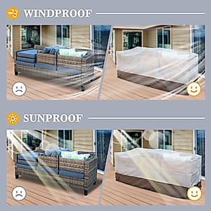 OVIOS Patio Furniture Set Cover Outdoor Sectional Sofa Set Cover Outdoor Sofa and Ottomans Cover Waterproof Furniture Covers, 78" L x 31" W x 29" H, Beige-Brown