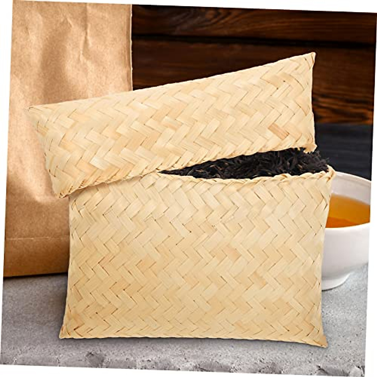 Hemoton 5pcs Bamboo Pillow Gift Box Pallet Racking Tablescape Decor Thai Sticky Rice Pillow Box Woven Sundries Basket Small Bamboo Woven Box Desktop Organizer Woven Baskets for Storage