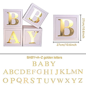 Baby Shower Decorations Baby Balloon Boxes Blocks with 30 Letters for Boy Girl 1st Birthday, Teddy Bear Baby Shower, Bridal Shower, Gender Reveal Party Decoration by QIFU