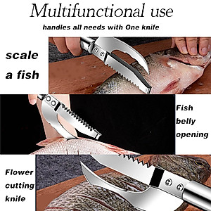 UnisonPet Fish Scaler Tool Fish Scale Knife Cut/Scrape/Dig 3-in-1 Multifunction Fish Scale Knife Fish Scale Remover Household Kitchen Fish Scale Tool