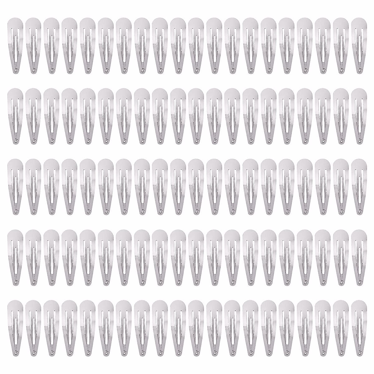 Lawie 100 Pack 2" Snap Hair Clips - Silver Metal Barrettes, 5cm Small Hairpins, Thin Barrettes for Gray Hair, DIY Crafts, Accessories for Women and Girls