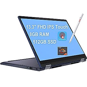 Lenovo Yoga 6 13 2-in-1 Laptop 13.3" FHD IPS Touchscreen (72% NTSC) AMD Hexa-Core Ryzen 5 5500U (Beats i7-10510U) 8GB RAM 512GB SSD Backlit Fingerprint Dolby Win10 Blue + Pen