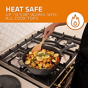 Bruntmor 2-in-1, 5 Quart Enamel Cast Iron Dutch Oven With Handle, 5 Qt Grey Cast Iron Skillet, Enamel All-in-One Cookware Braising Pan For Casserole Dish, Crock Pot Covered With Cast Iron