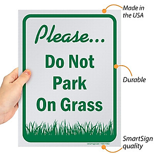 Smartsign “Please Do Not Park On Grass” Sign | 9" x 12" Polystyrene (Pack of 5), Made in USA