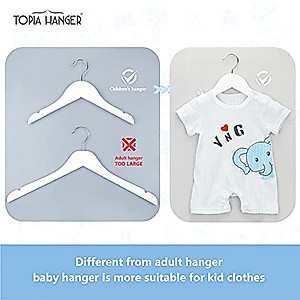 TOPIA HANGER Baby Clothes Hangers for Closet, White Children Kids Wooden Coat Hangers with 360°Stronger Swivel Hook and Extra Smoothly Cut Notches, 10 Pack-CT09W
