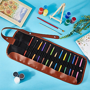 GORGECRAFT 36 Slots Canvas Pencil Roll Up Case Pencil Wrap Case Roll up Pouch Colored Pen Paint Wrap Organizer Holder Bag Brush Storage Charcoal Pencils Rolling Pouch for Painter Artist Black