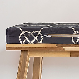 Ambesonne Navy Blue Bench Cushion, Navy Inspired Sailor Knot Rope Pattern Illustration Nautical Abstract Design, Standard Size Foam Pad with Decorative Fabric Cover, 45" x 15" x 2", Blue Cream