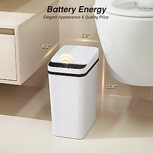 FRESHLIX 2 Pack Automatic Bathroom Trash Can 2.6 Gallon Smart Touchless Motion Sensor Trash Can with Lid Electric Waterproof Narrow Small Garbage Bin