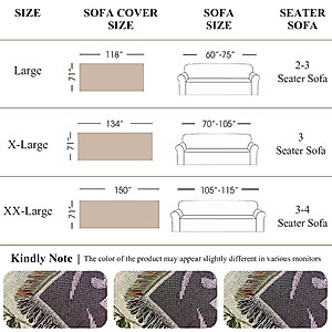 VClife Boho Couch Cover Cotton Linen Beige Sofa Cover Vintage Floral Birds Couch Cover for 2 Cushion Couch Sofa Dog Pet Friendly Non-Slip Loveseat Cover Futon Cover Sofa Cover with Tassel 71"x 118"