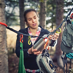 Nite Ize GearLine Hanging Organization System - Gear Ties for Camping, Hiking & Outdoor Activities - Webbing Line with S-Biner Clips & Bendable Gear Ties - Camping Gear Organization - Multicolor