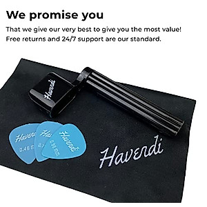 HAVENDI® Premium string winder with 3 picks and guitar cleaning cloth | string spindle for faster string changing. Acoustic guitar, acoustic guitar, classical guitar and electric guitar.