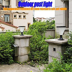 MODEBHD Solar Home Modern Outdoor Post Light Black Acrylic Lampshade Exterior Lamp Post Lights Fixture Simple Metal Material Pole Lantern Light Capted Garden Decoration Column Lamps