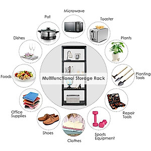 LDAILY 5 Tier Plastic Storage Shelves, Easy to Assemble Garage Rack, Multi-Use Free Standing Shelf Unit, Heavy Duty Shelving for Home Office, Black (1, 33.5“L X 16”W X 73“H)