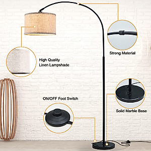 3 Lights Arc Floor Lamps for Living Room, Modern Tall Standing Lamp With Beige Shades & Heavy Base, Mid Century Tree Floor Lamp Multi-Arm Trilage Arched Floor Lamp for Bedroom Lounge Home Office