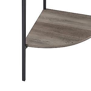 Walker Edison Freya Modern Industrial 5-Shelf Metal and Wood Corner Bookcase, 72 Inch, Grey Wash