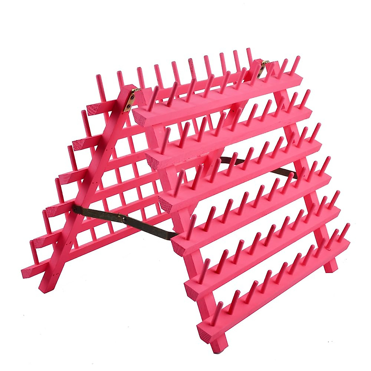 NW 120-Spools Collapsible Wooden Thread Holder Sewing and Embroidery Thread Rack and Organizer Foldable Thread Rack for Sewing (Pink)