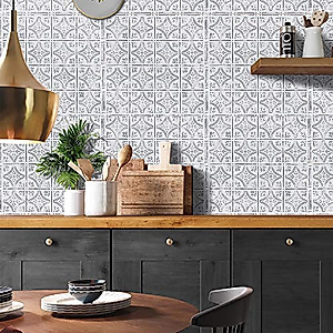 Holydecot Tin Wall Tiles Nail-Up Ceiling Tiles Stair Riser Kitchen Backsplash - Antique White 12x12 inch Sample