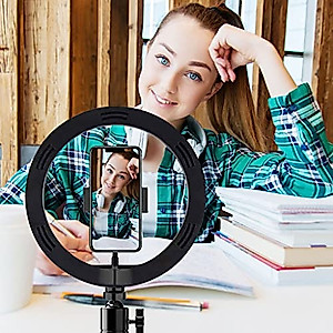 Bright Selfie Ring Tri-Color Light Compatible with Your Samsung Godiva 10 Inch with Remote for Live Stream/Makeup/YouTube/TikTok/Video/Filming (Dimmable/Adjustable)