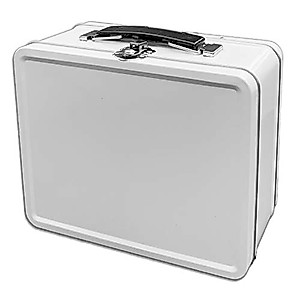 Do It Yourself DIY Medium White Lunch Box Tin for Storage, Crafts and Scrapbook Fun Activities