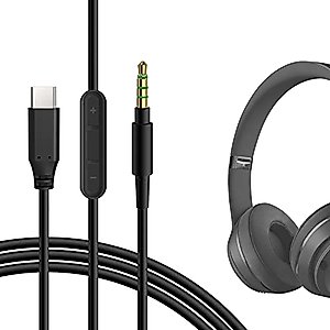 GEEKRIA USB-C Digital to Audio Cable with Mic Compatible with Beats Studio Pro, Studio3 Wireless, Solo3 Wireless, Studio2 Wireless Cable, Replacement Type-C Aux Audio Cord (4 ft / 1.2 m)