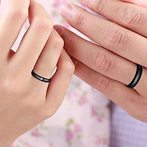 Uloveido Black Stainless Steel Couples Rings for Men Women His and Her Promise Wedding Band Rings for friend friend Y2210（Men, Size 7