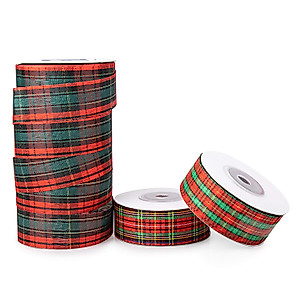 SoFire Christmas Plaid Ribbon for Gift Wrapping, 3 Rolls 1 Inch Wide 75 Yards Long Fabric Christmas Ribbon (3)