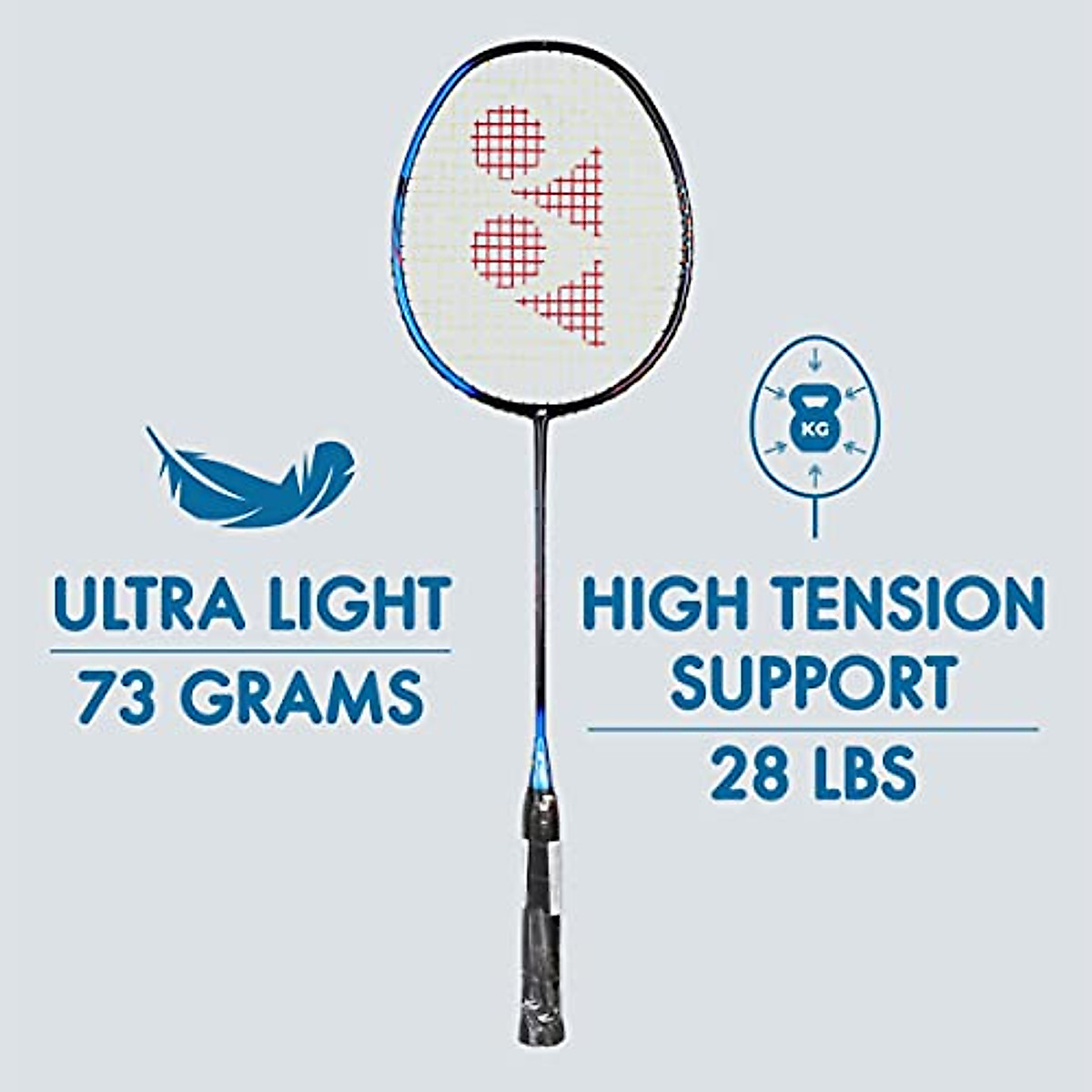 YONEX Smash Badminton Racquet (G4, 73 Grams, 28 lbs Tension) (Black Blue)