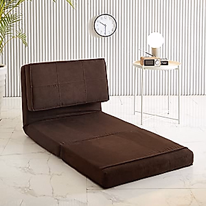 Urban Shop Ultra Suede Convertible Flip Chair, L28.5 x W29.53 x H23.0, Brown