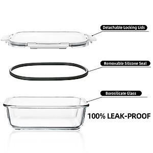 SHYRC 8 Pack Glass Food Storage Containers Set, Glass Meal Prep Containers with Leakproof Lids, Airtight Glass Lunch Containers, Ideal for Food Storage, On-the-Go, Leftover