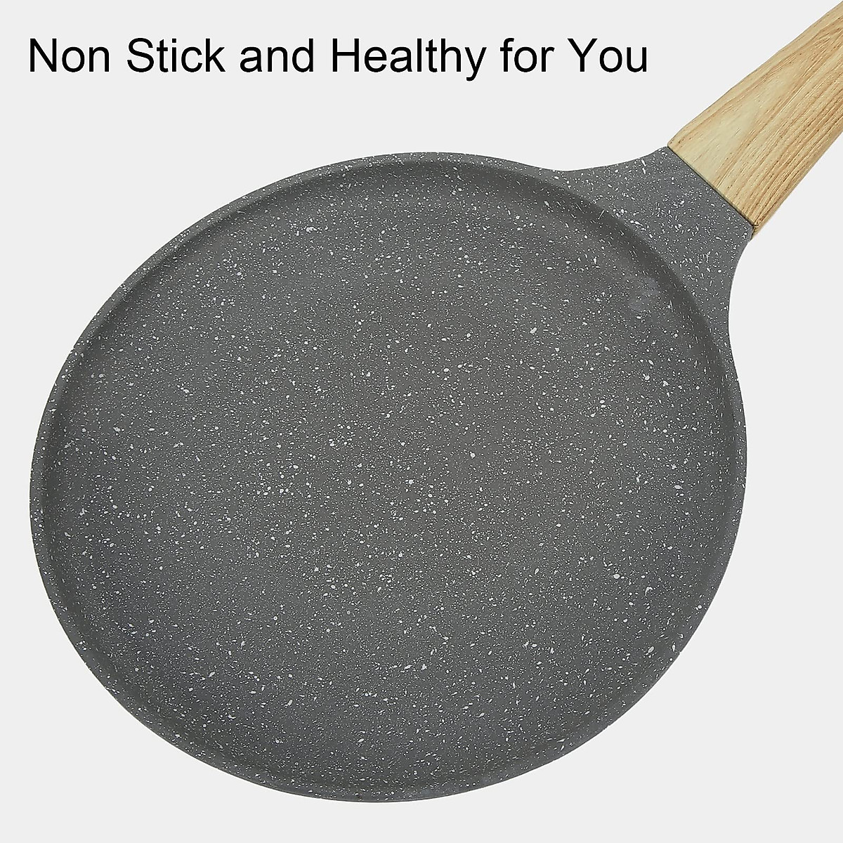 Frying Pan Non Stick Pancake Griddle Flat Bottom Even Heating Stick Free Stovetop Griddle Cooking Kitchen Ware with Handle for Home Kitchen(28cm)