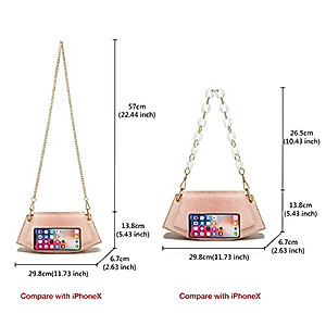 FOXLOVER Split Leather Shoulder Bags Crossbody Purses for Women Fashion Crocodile Hobo Bag Ladies Handbag and Purse (Pink)