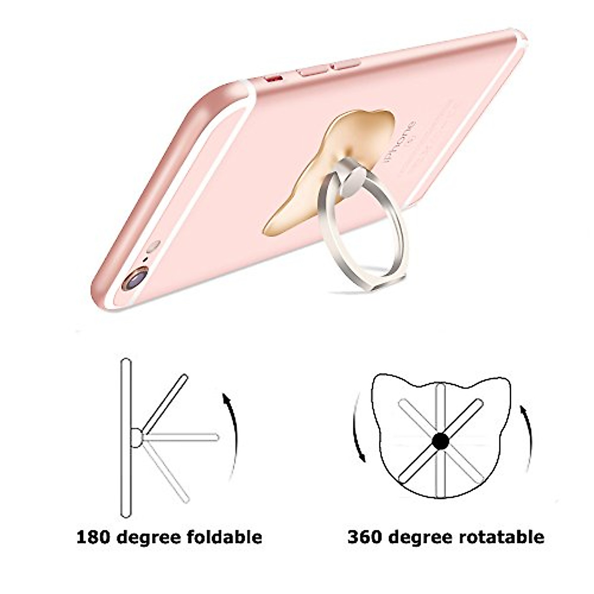 Cell Phone Ring Holder, CNYMANY 4 Packs Animal Finger Grip Kickstand Stand for Universal Smartphone iPhone Samsung Galaxy S8 LG Huawei - Cat, Bear, Rabbit, Mouse