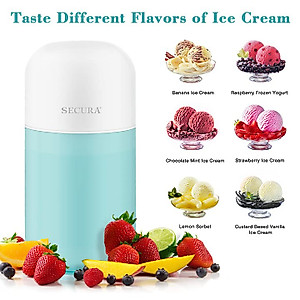Secura Mini Ice Cream Maker for Gelato, Sorbet, Frozen Yogurt, 0.4QT Automatic Electronic Gelato Maker with Mixing Spoon & Recipe Book, Quick Homemade & Great Gift