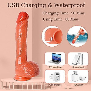 Thrusting Dildo Vibrator Sex Toys - Adult Sex Toys Realistic Dildos G Spot Anal Vibrator with 3 Thrusting & 5 Vibrating Modes & Suction Cup, Remote Control 8.6'' Dildo Vibrators for Men Women Couples