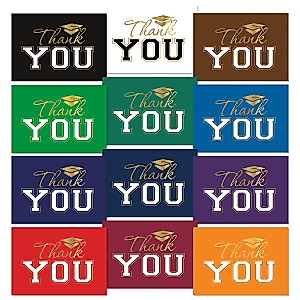 Current School Colors Graduation Thank You Note Card Set Red & Gold Foil - Set of 40, Envelopes Included, 4-1/4" x 5-1/2", Blank Inside, Value Pack
