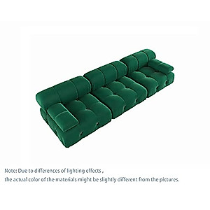 JACH 104" Convertible Modular Sectional Sofa, Minimalist Mid-Century Velvet Sofas Couches, Luxury Modern 3-Seat Wide Couch Sectional for Living Room Bedroom Office Apartment (Green)