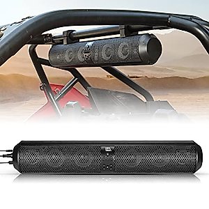 kemimoto UTV Soundbar SXS Sound Bar X3 Speaker- 28 Inches Wide, IPX5 Waterproof, Bluetooth Compatible, Amplified, USB, AUX Input, 4X Speakers, 2X Tweeters Adapt to 1.56"-2.25" Roll Bar