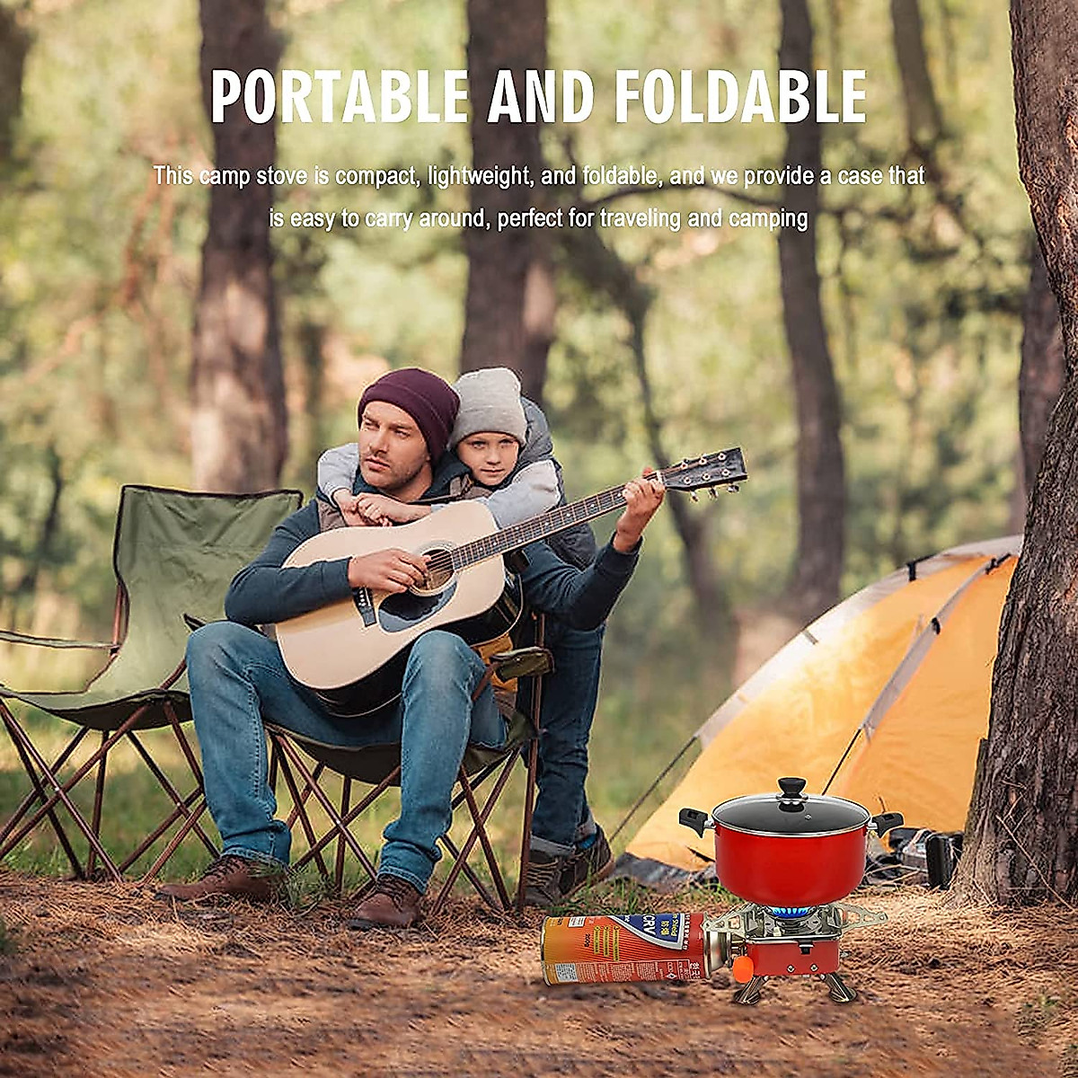 Portable Camping Gas Stove, Ultralight Backpacking Stove Folding Outdoor Camping Stove with Carry Case for Hiking, Camping, Outdoor Cooking, Picnic, BBQ