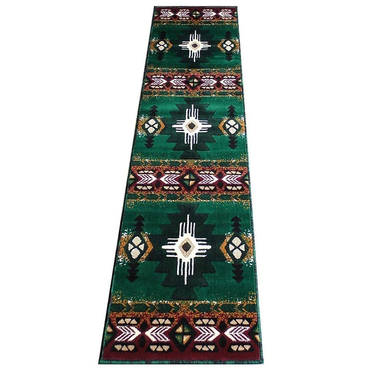 Champion Rugs Southwest Native American Navajo Aztec Tribal Indian Hunter Green Carpet Area Rug (2 Feet X 7 Feet Runner)