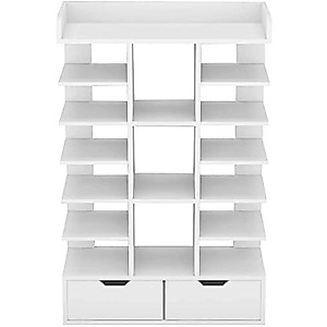 ZOYO Wooden Vertical Shoe Rack,Hallway Storage Stand,Wooden Shoe Storage Cabinet，Saving-Space Shoe Rack,Small Space Storage Rack for entryway ,White(Medium)