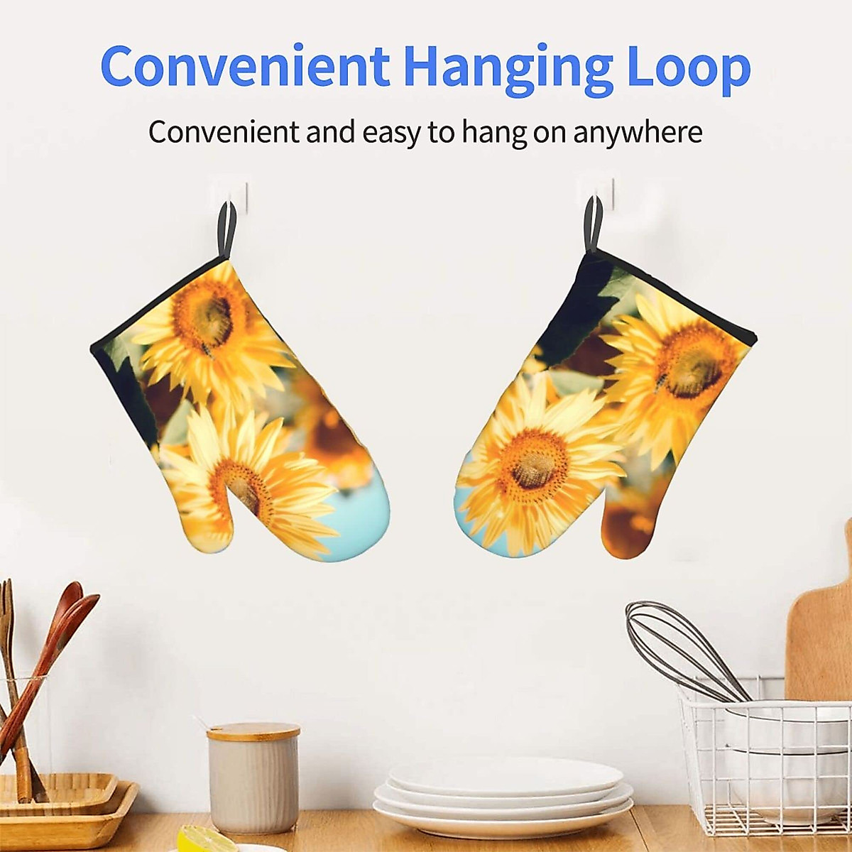 Custom 2PCS Oven Mitts for Kitchen Personalized Your Own Image Photo Logo Text Heat Resistant Kitchen Oven Glove for Kitchen Cooking Baking BBQ