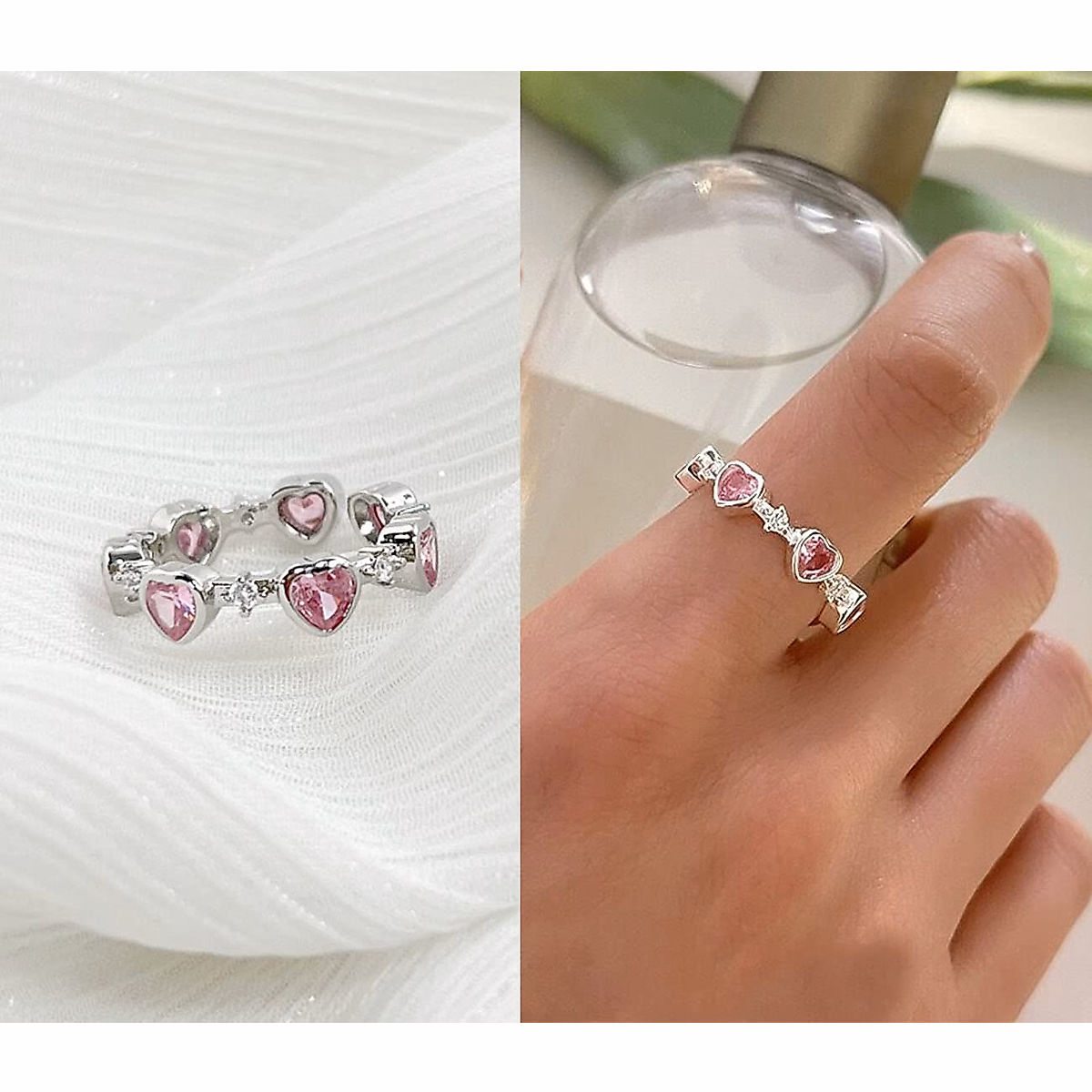 OTEEGX 7PCS Y2k Rings Set for Women Cute Star Ring Y2K Heart Jewelry Cross Ring Y2K Fashion Aesthetic Accessories Grunge. (7PCS Rings)