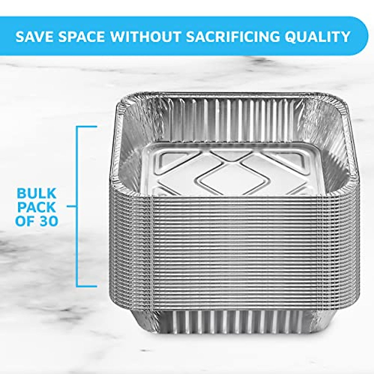 MontoPack Aluminum Foil Pans Half Size Roasting Chafing Pan | Bulk 30 Pack of 9x13 Tins for Cooking, Baking & Catering | Heavy Duty Disposable Cookware Steam Table Trays for Buffet & Food Prepping